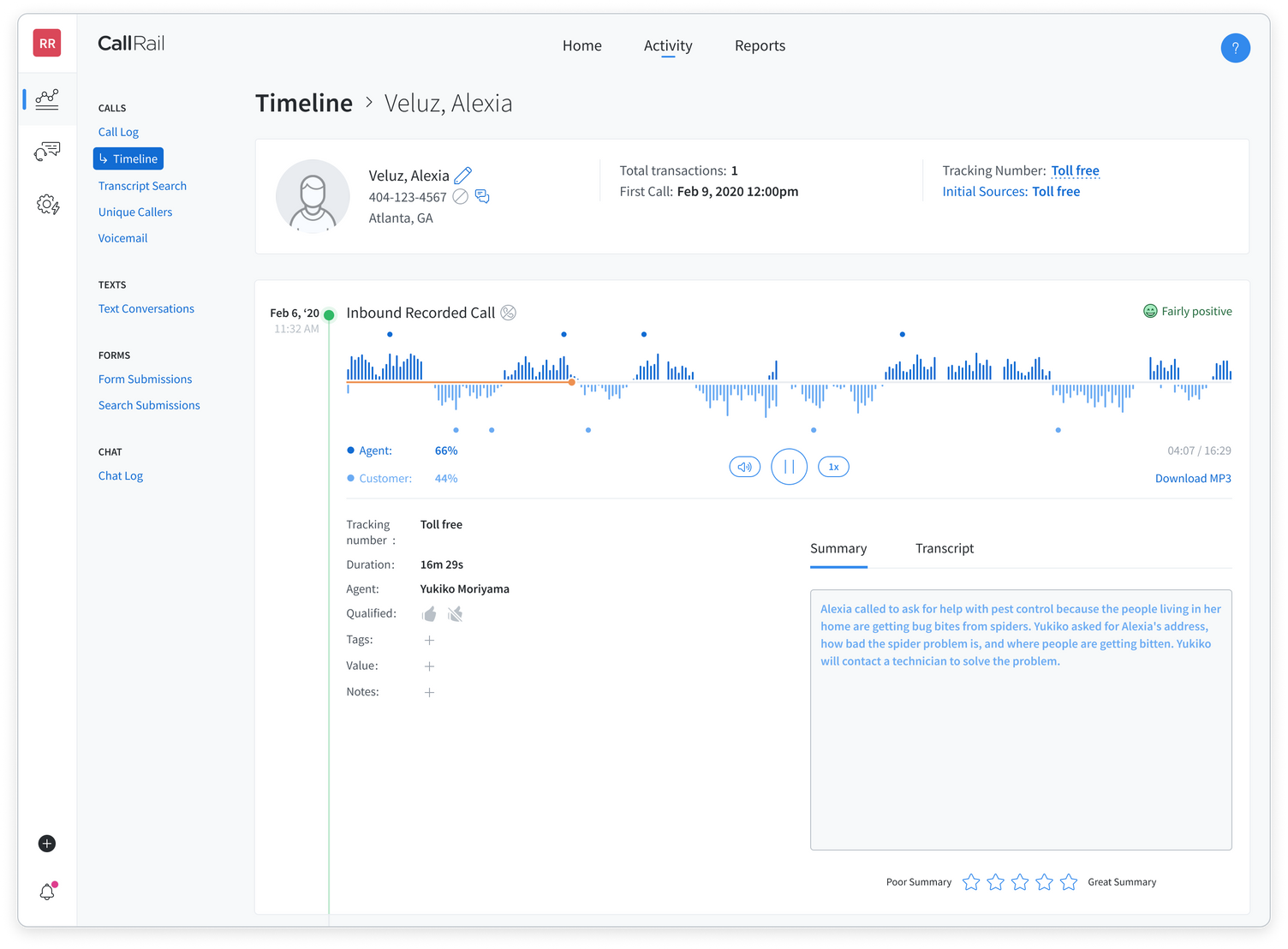 Call sentiments – CallRail Help Center